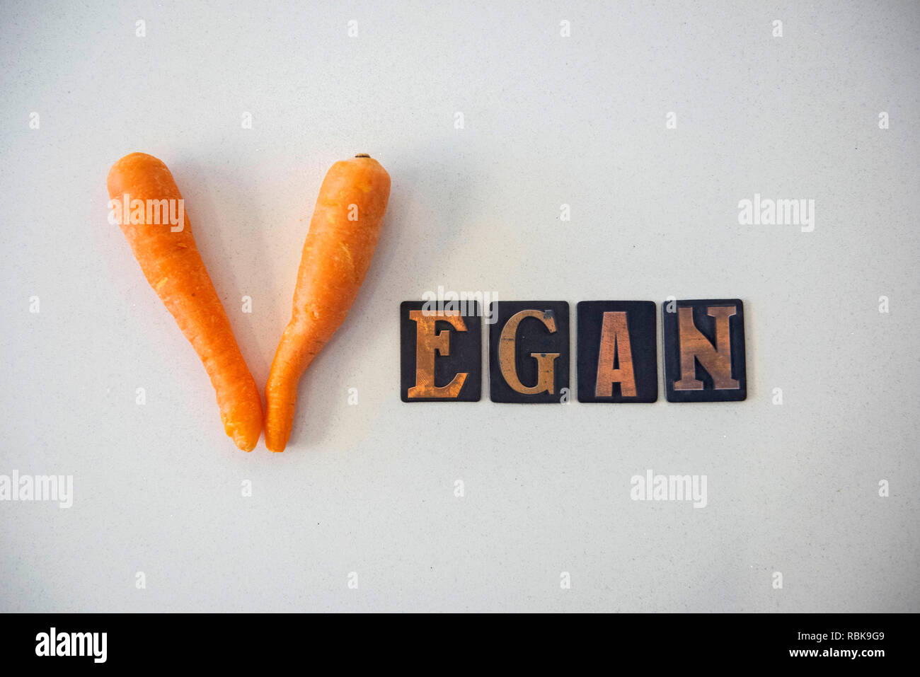 Sign for Vegan food with carrots in the shape of the letter V Stock ...