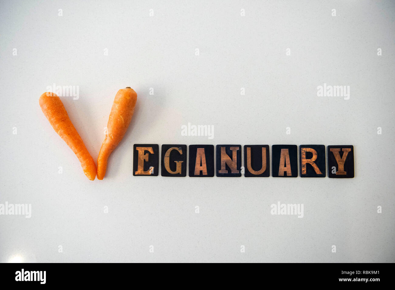 Sign for Veganuary made with carrots in the shape of the letter V Stock ...