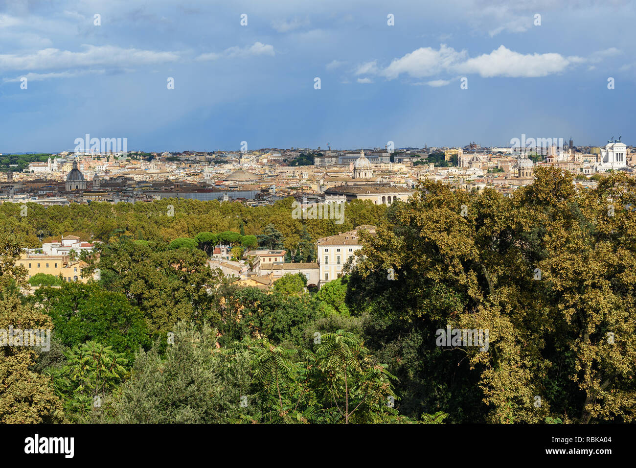 Arial view of Rome city from Janiculum hill, Terrazza del Gianicolo in ...