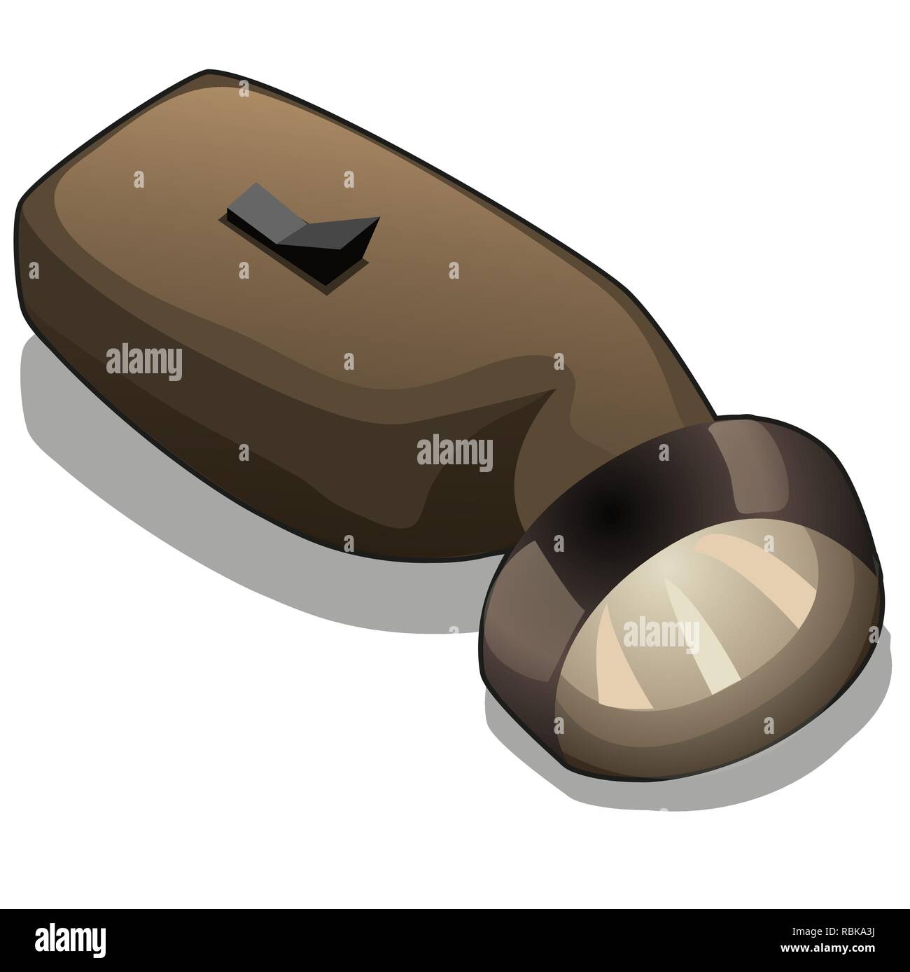 Hand flashlight with battery isolated on white background. Vector ...