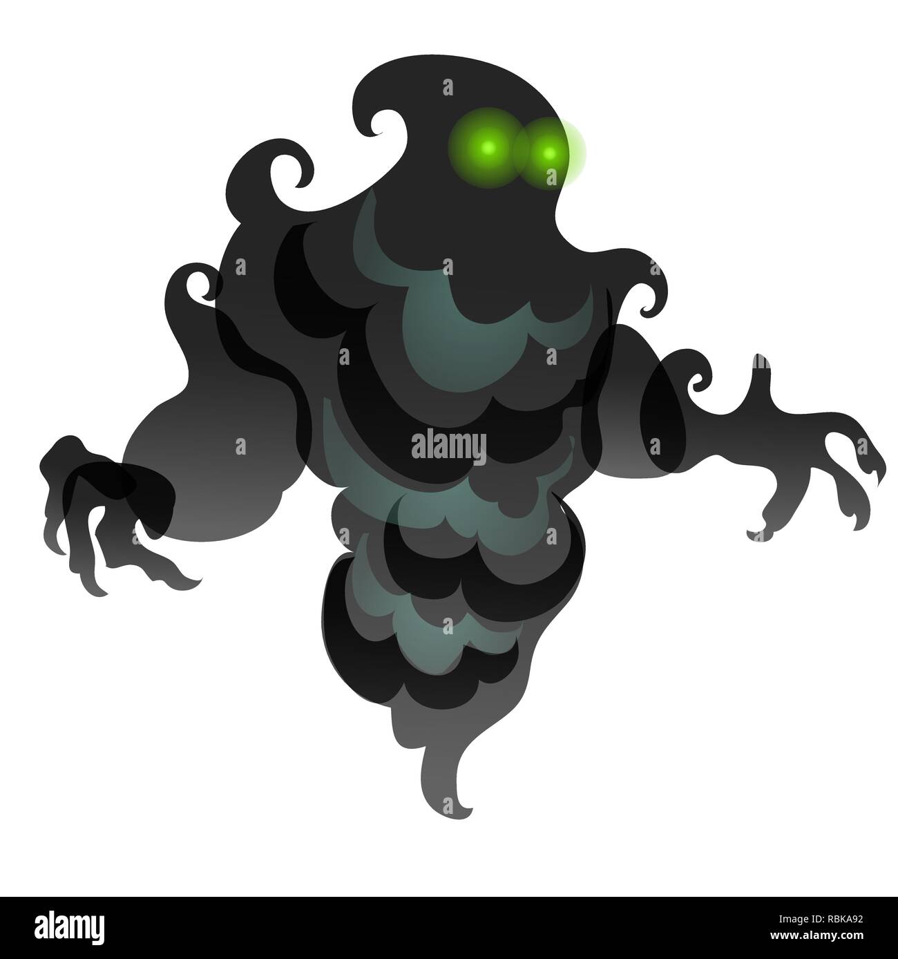 Black specter in the form of clouds of smoke with luminous eyes ...