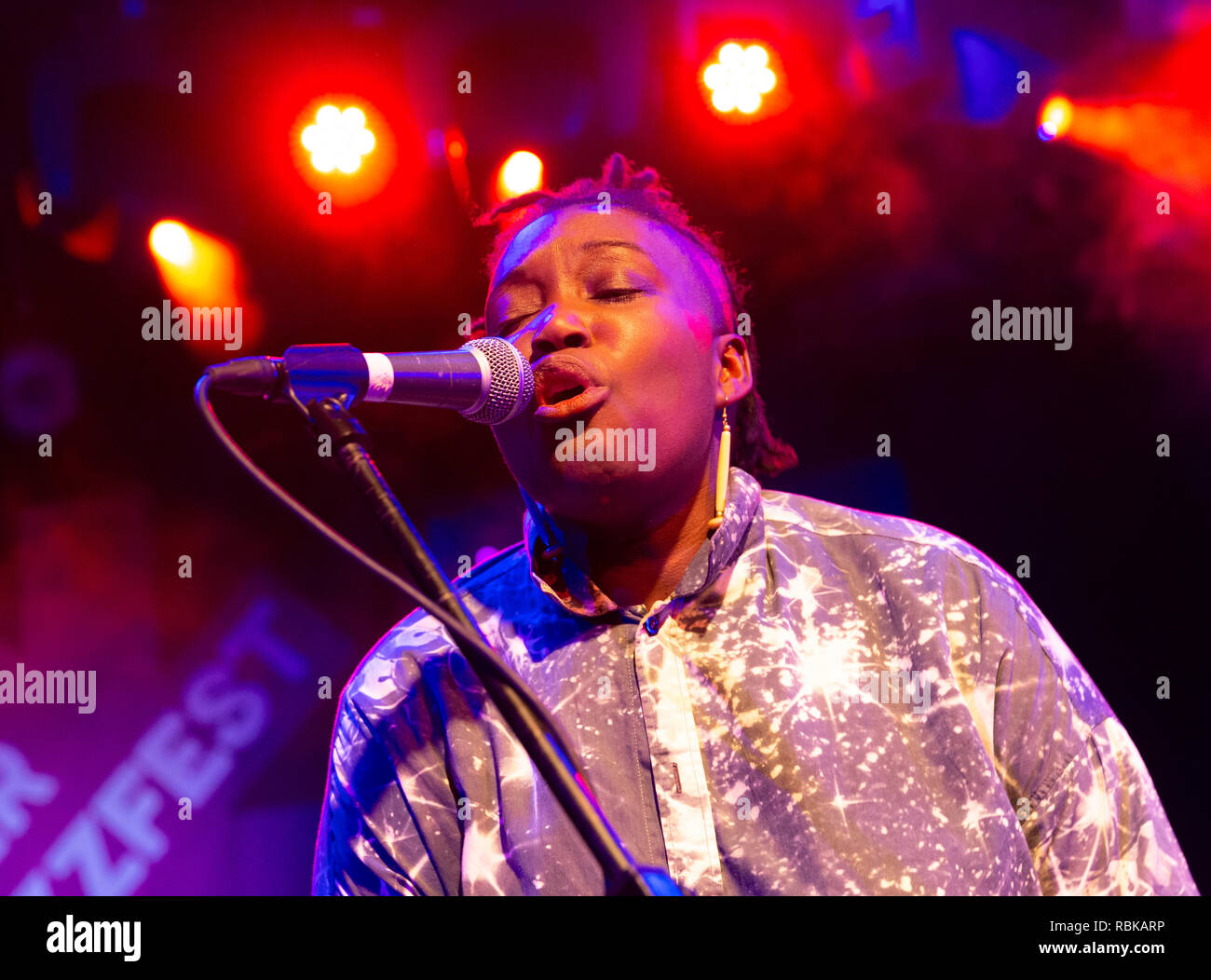 New York, NY - January 9, 2019: Tawiah performs during Winter JazzFest ...