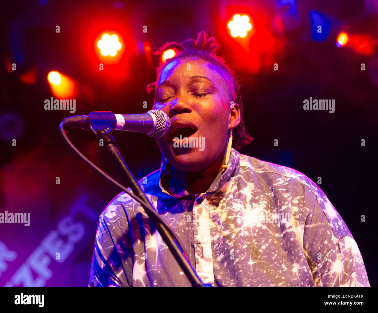 New York, NY - January 9, 2019: Tawiah performs during Winter JazzFest ...