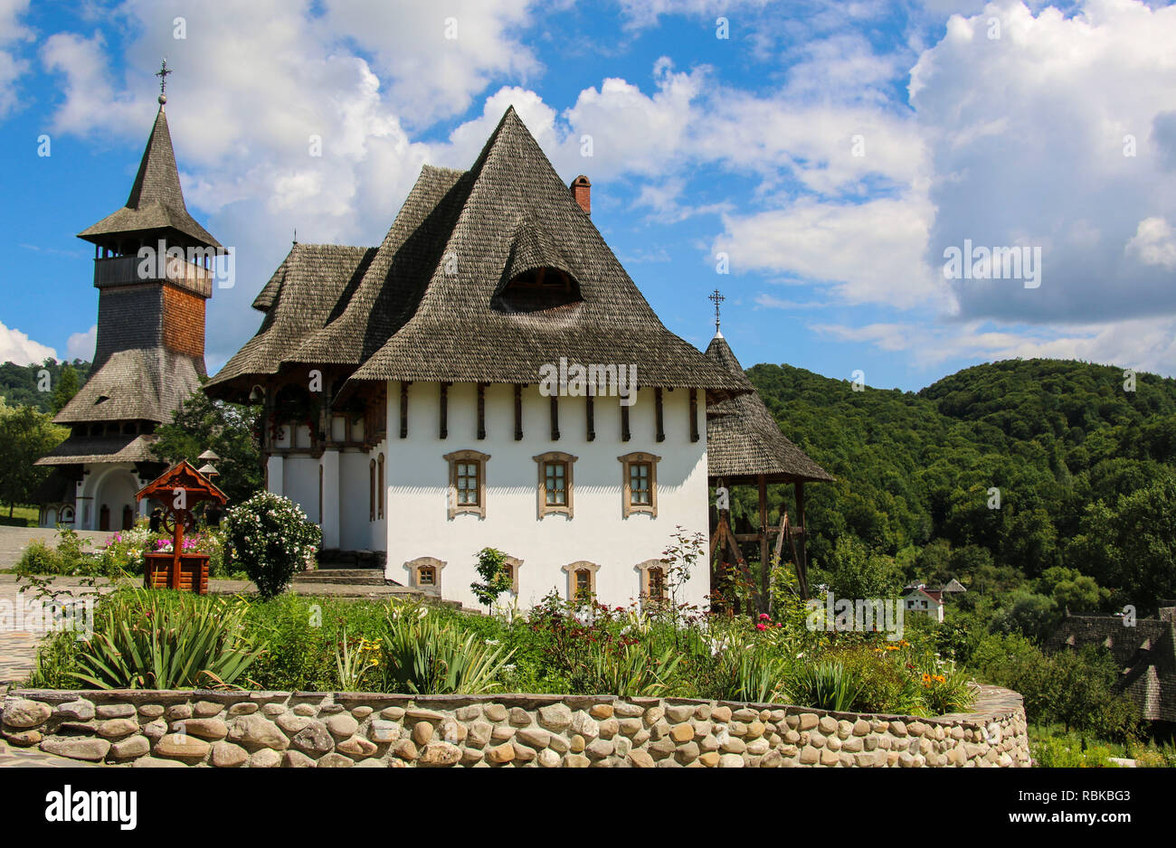 Barsana wooden monastery, Maramures, Romania. Barsana monastery is one ...