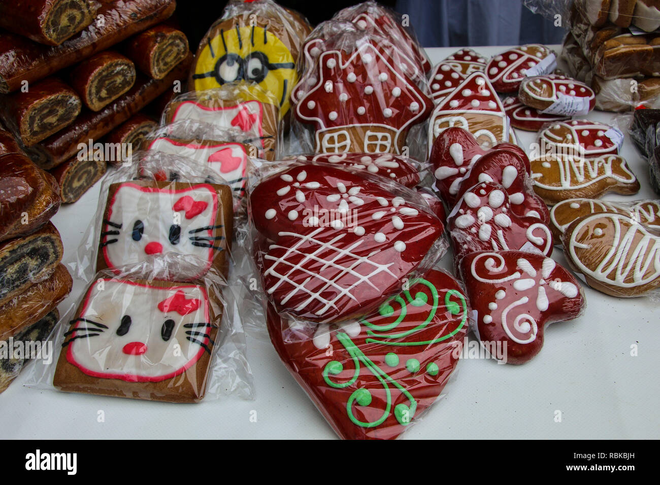 Souvenir gingerbread of different shapes on one of the agricultural ...