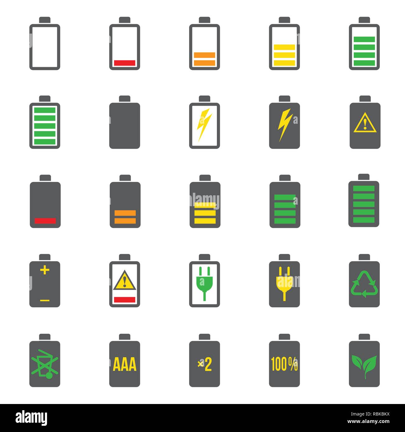 Battery icons set color on white background for graphic and web design ...