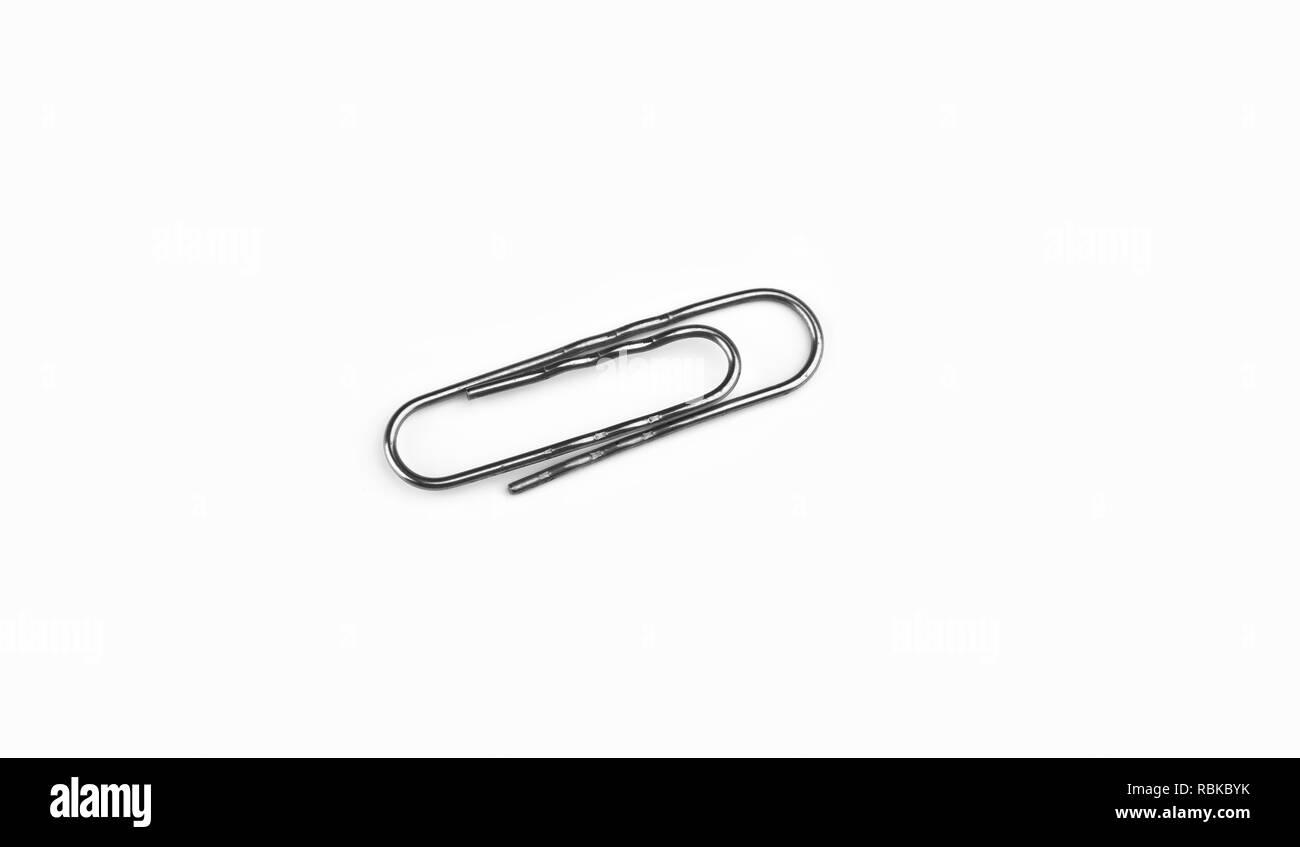 Top view. Steel paper clip isolated on white background. Copy space ...