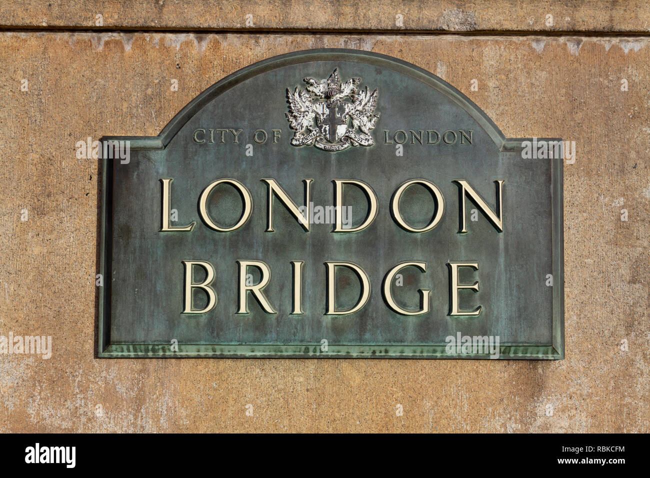 London Bridge original name plate (typical of London bridges) in Lake ...