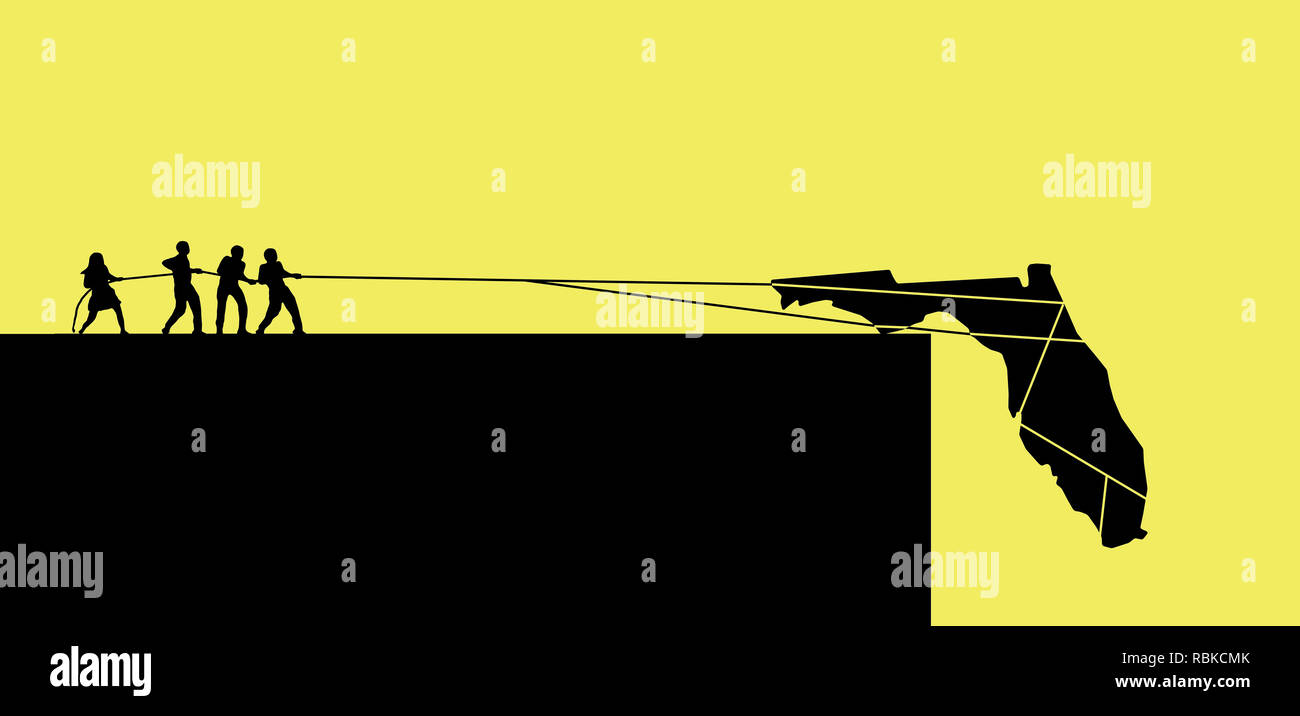 The state of Florida, USA, is seen on the brink. A silhouette of the ...