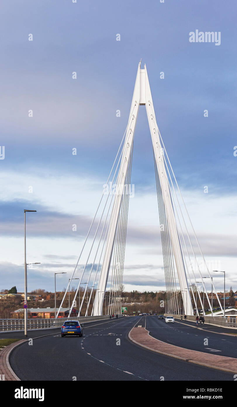 Northern Spire Bridge spans the river Wear, opened on 28th April 2018 ...