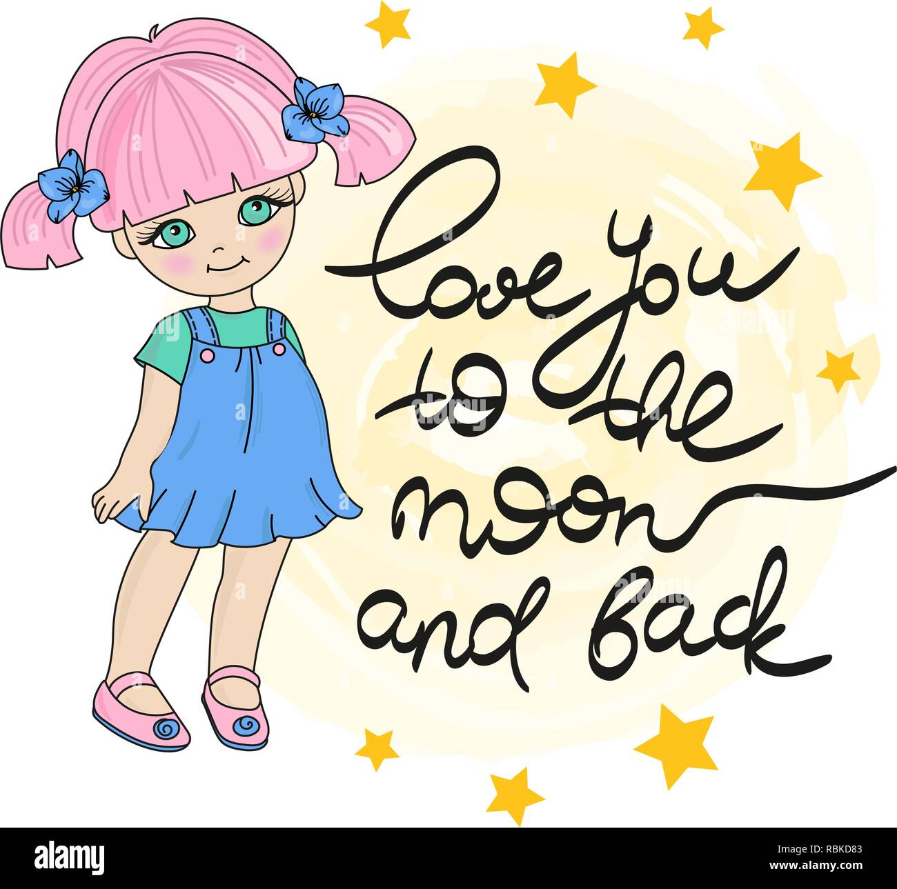 LOVE GIRL Valentine's Vector Illustration Set for Print, Decorations ...