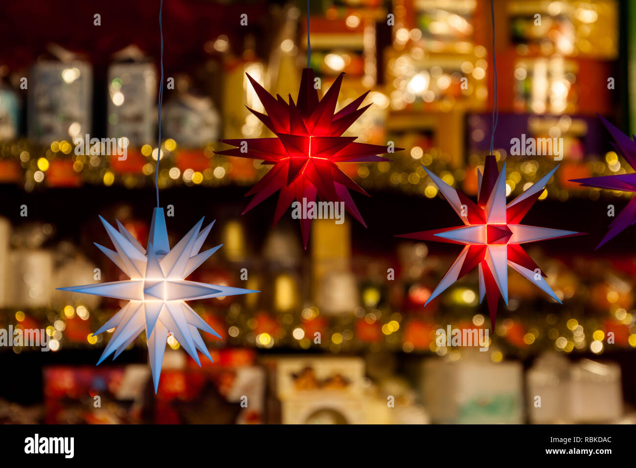 Herrnhut stars on a market Stock Photo - Alamy