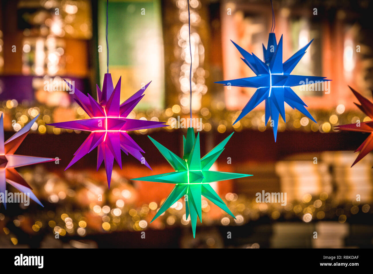 Herrnhut stars on a market Stock Photo - Alamy