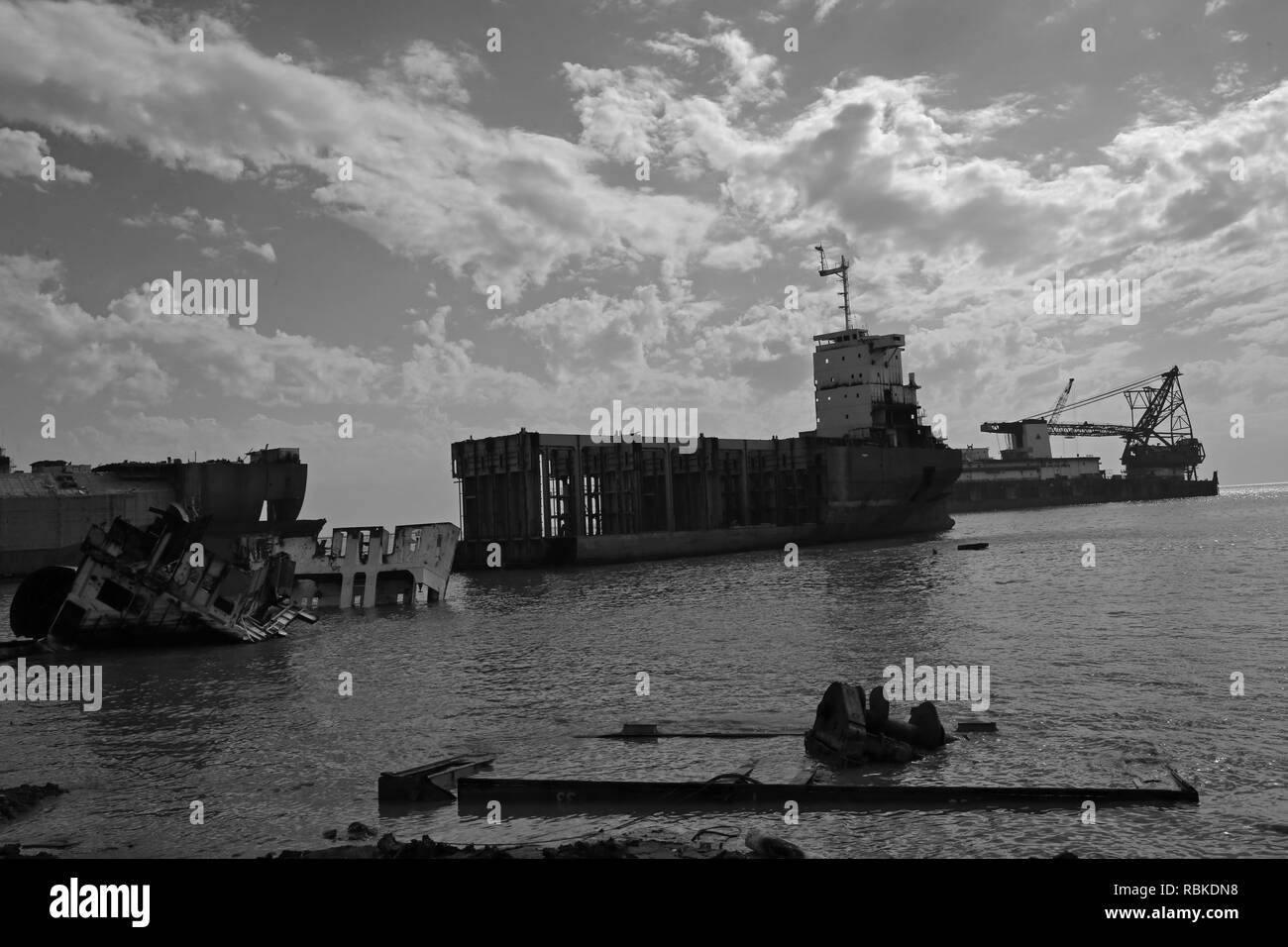 Chittagong, Bangladesh: Ships being wrecked at a ship breaking yard in ...
