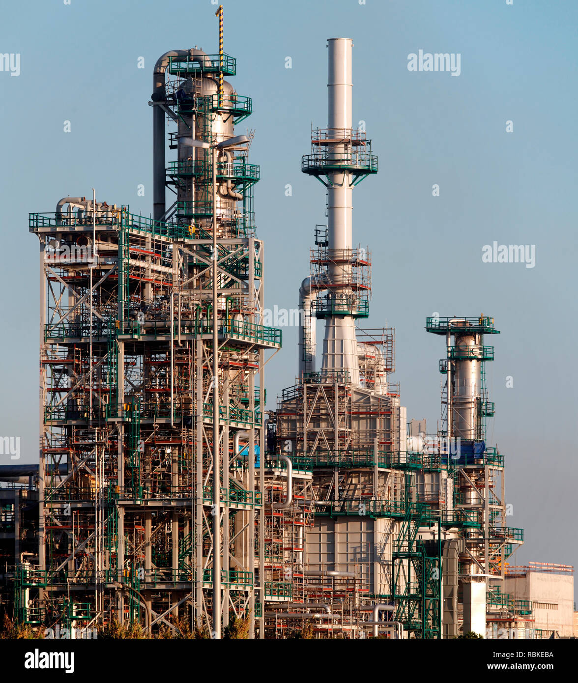 Part of a big oil refinery and powerplant under construction Stock ...