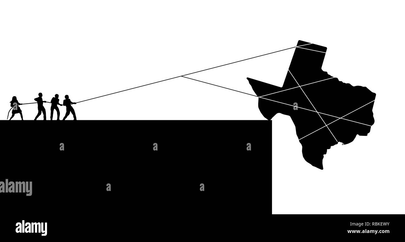 The state of Texas, USA, is seen on the brink. A silhouette of the ...
