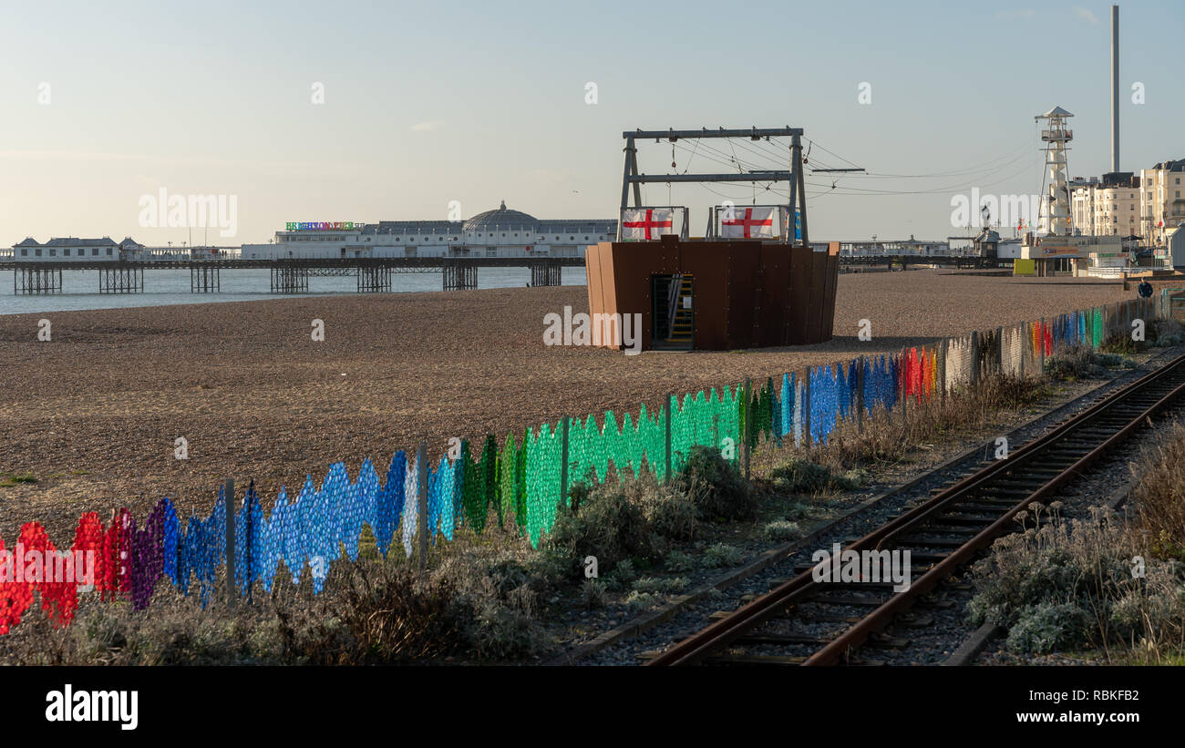 BRIGHTON, SUSSEX/UK - JANUARY 8 : View of the Zip Wire ride in Brighton ...