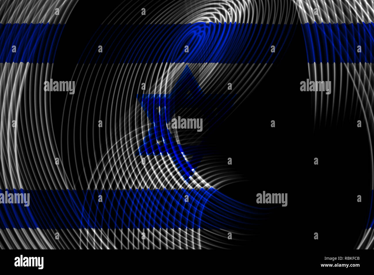 The national flag of Israel on the background neon geometric stripes ...