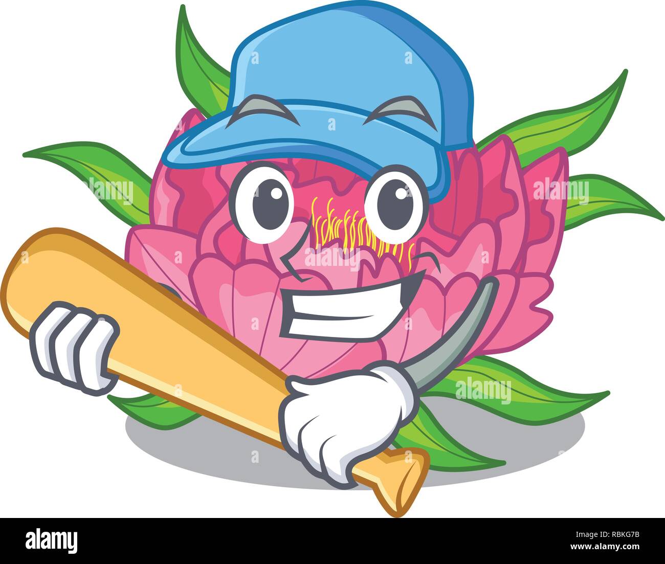 Playing baseball Peony flowers in a cartoon basket Stock Vector Image ...