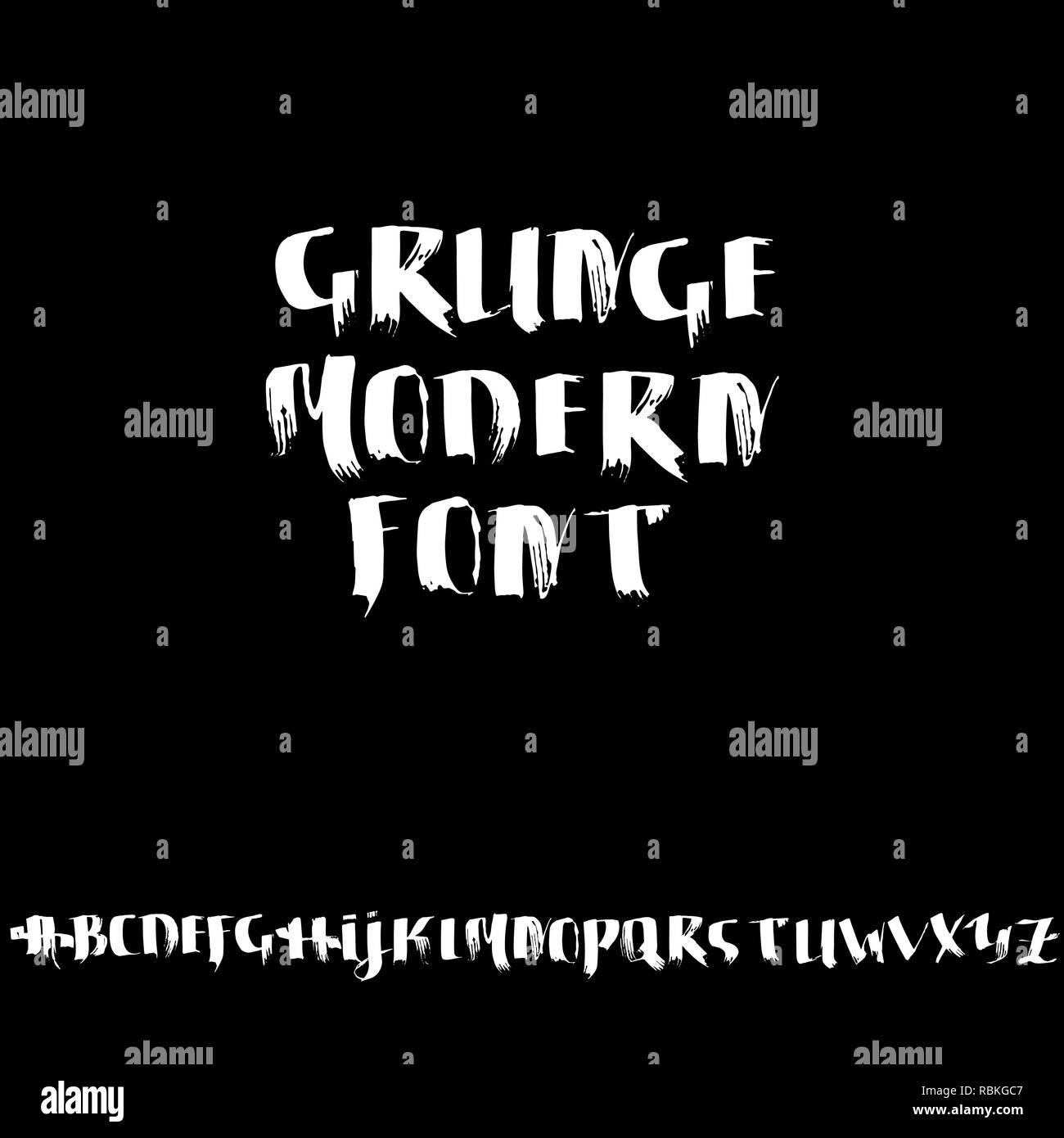 Hand drawn dry brush lettering. Grunge style alphabet. Handwritten font ...