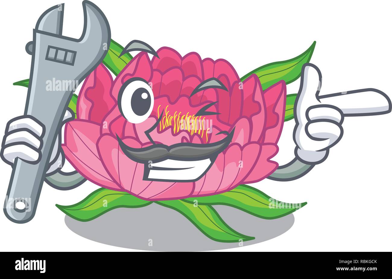 Mechanic peony flower grow in mascot stems Stock Vector Image & Art - Alamy