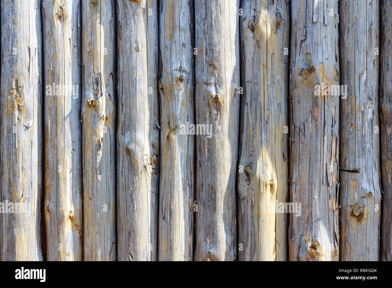 Fence of logs. Background of fence from trunks of trees Stock Photo - Alamy
