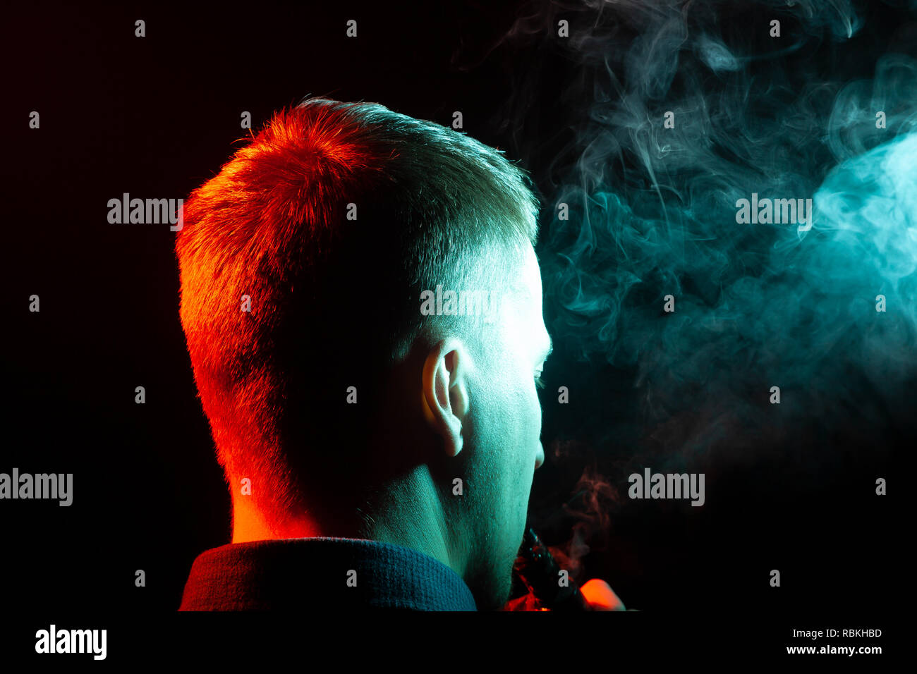 Silhouette young man head smoking hi-res stock photography and images ...