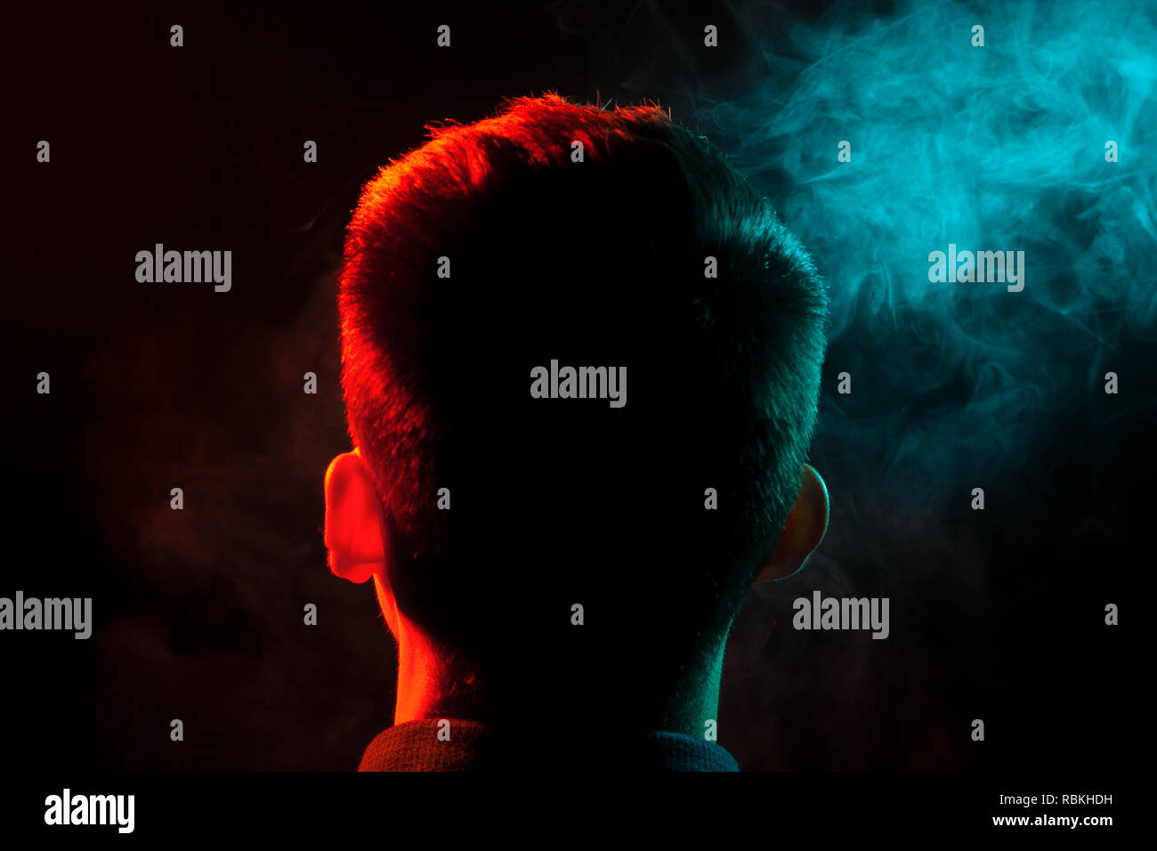 The view from the back of the smoker’s head is highlighted in red and ...