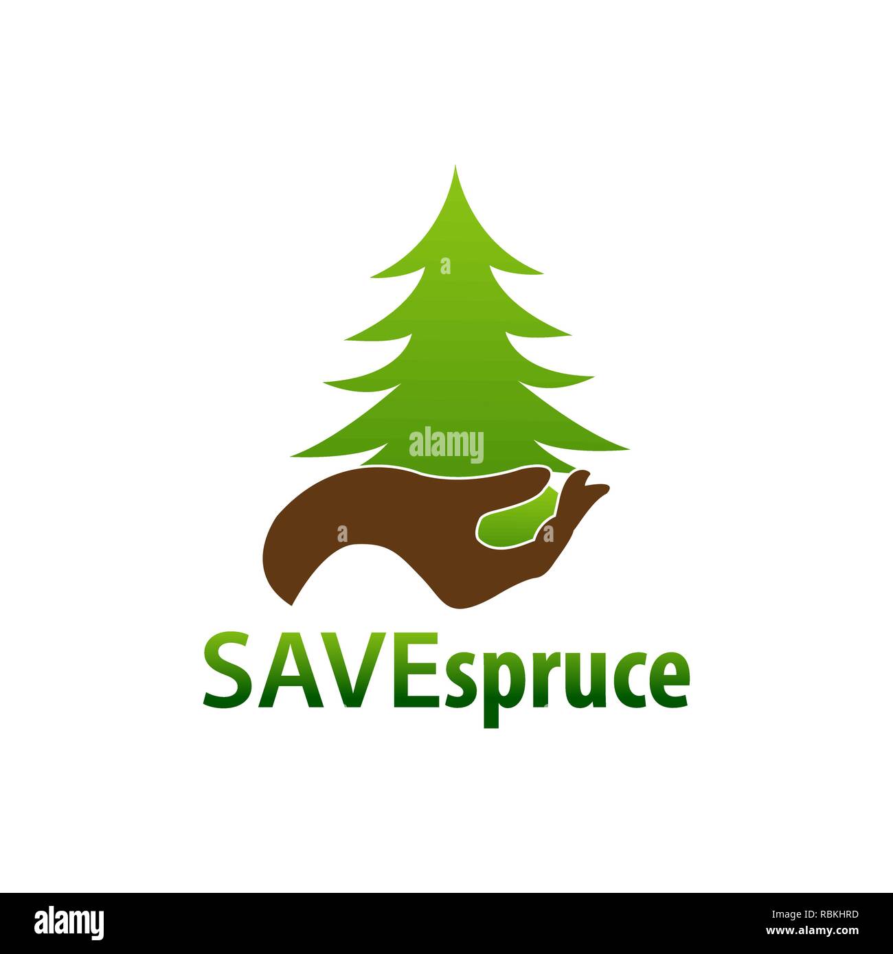 Save Spruce. Illustration hand and spruce icon logo concept design ...