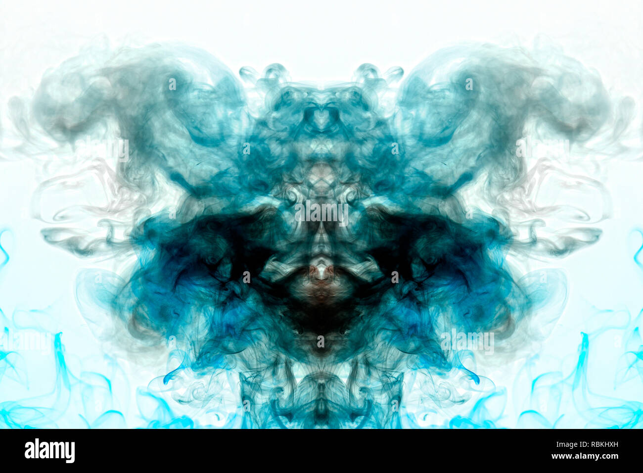 A background of blue and green wavy smoke in the shape of a ghost's ...