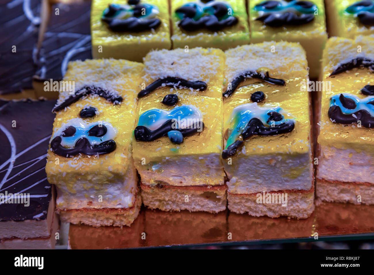 Delicious large pastries with souffle and biscuit cooked according to ...