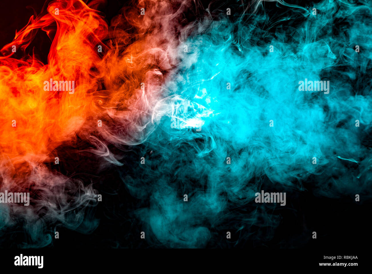 Translucent, thick smoke, illuminated by light against a dark ...