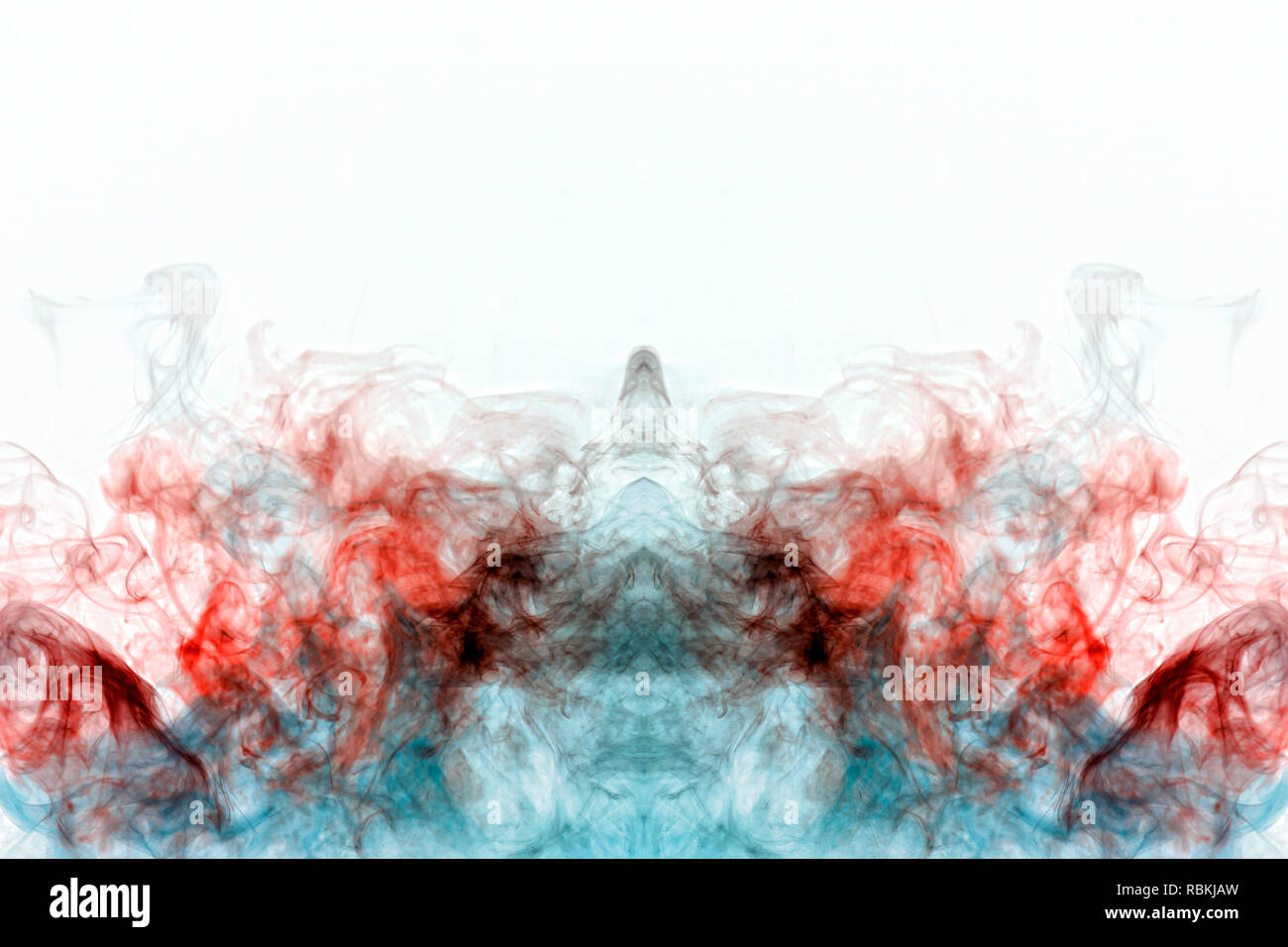 Multicolored curling smoke, red blue vapor, curled into abstract shapes ...