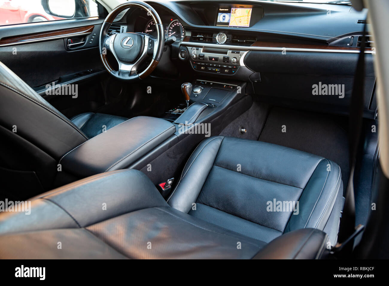 The front of the passenger compartment inside, passenger seats ...