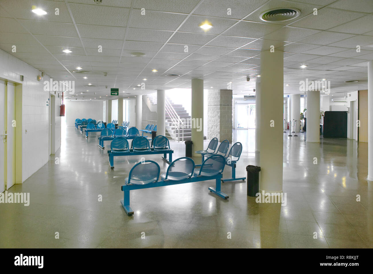Public building waiting area. Hospital interior detail. Nobody ...