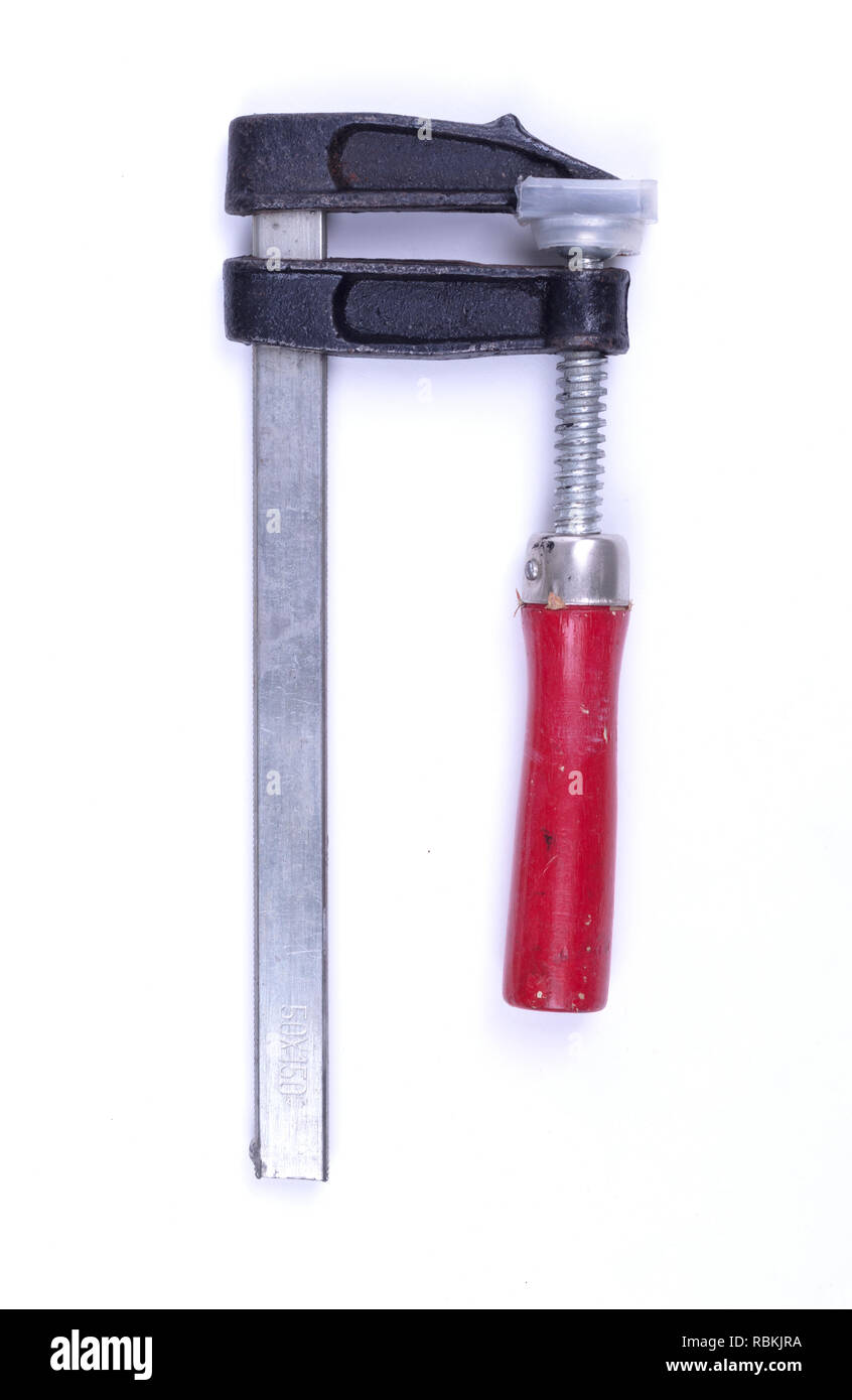 Glue clamp isolated on a white background Stock Photo - Alamy