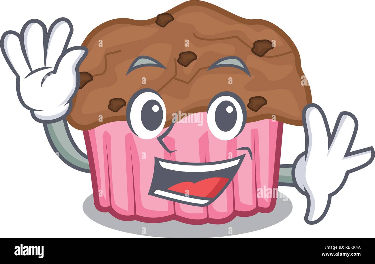 Waving cartoon chocolate muffins ready to eat Stock Vector Image & Art ...