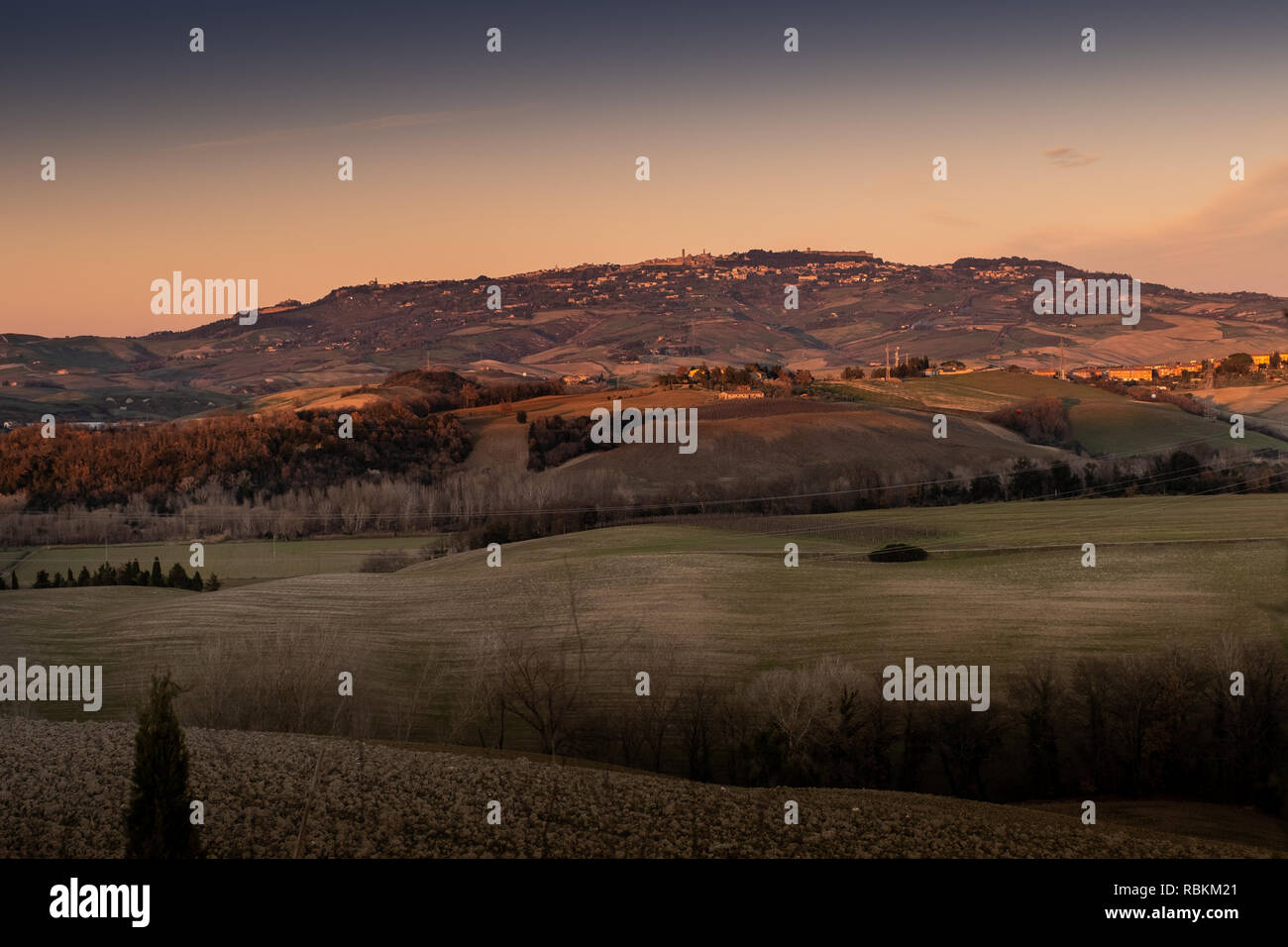 The village of Volterra on sunset, Pisa - Italy Stock Photo - Alamy