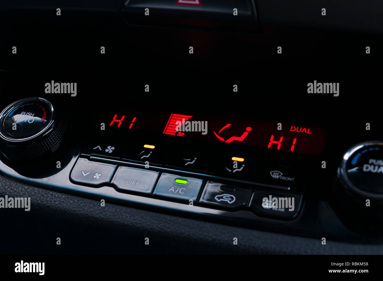 Air conditioning button inside a car. Climate control AC unit in the ...