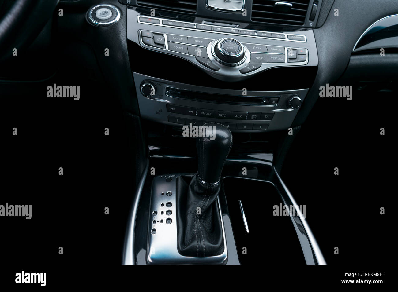 Luxury car inside. Interior of prestige modern car. Comfortable leather ...