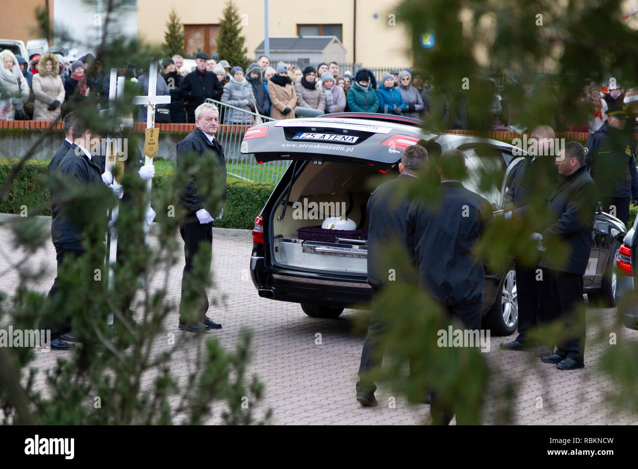 Koszalin, Poland 10th January 2019. Funeral ceremonies for five victims ...