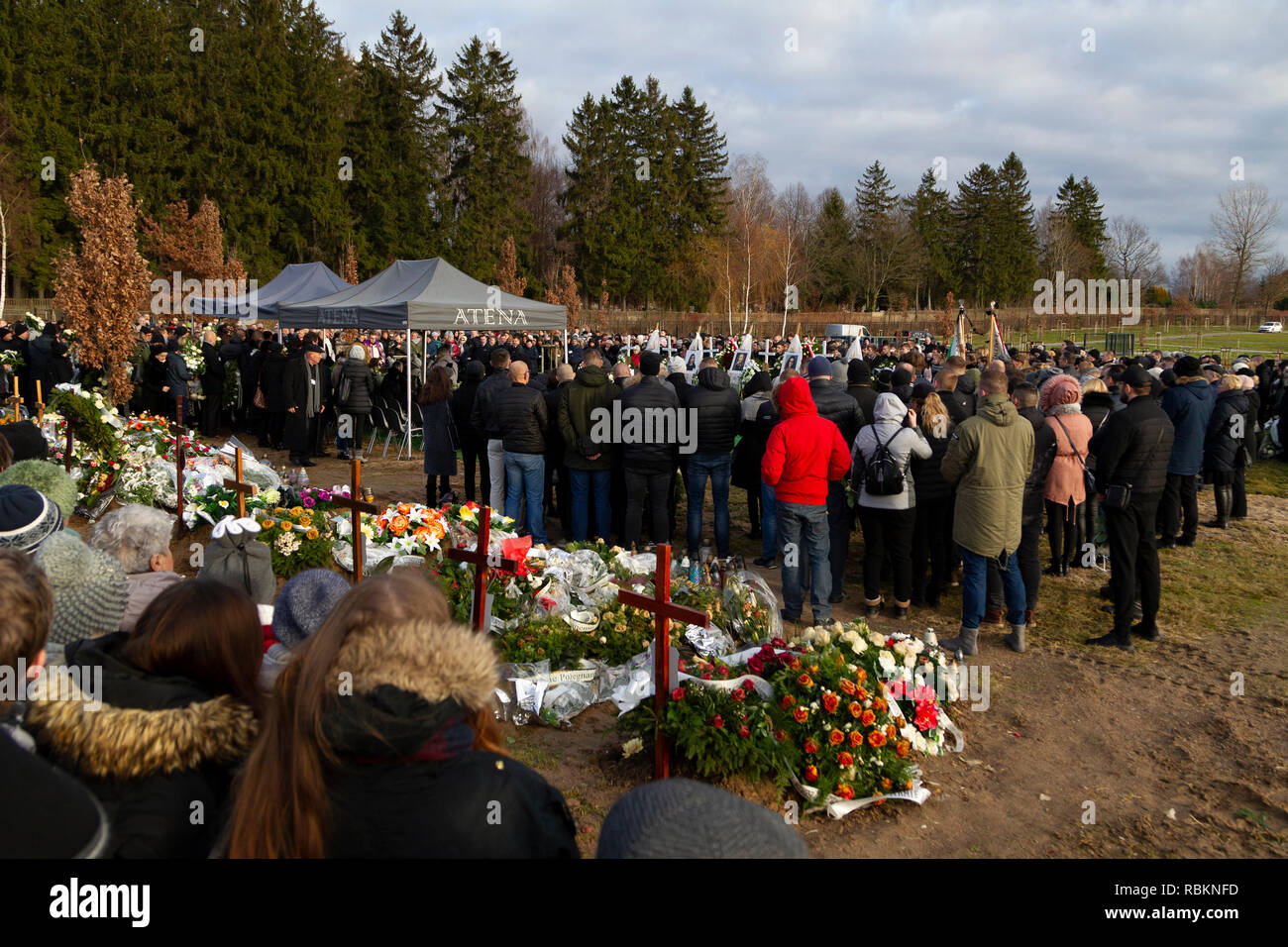 Koszalin, Poland 10th January 2019. Funeral ceremonies for five victims ...