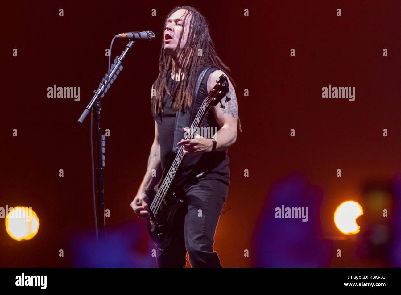 San Diego, California, USA. 9th Jan, 2019. Bassist JOHN MOYER of ...