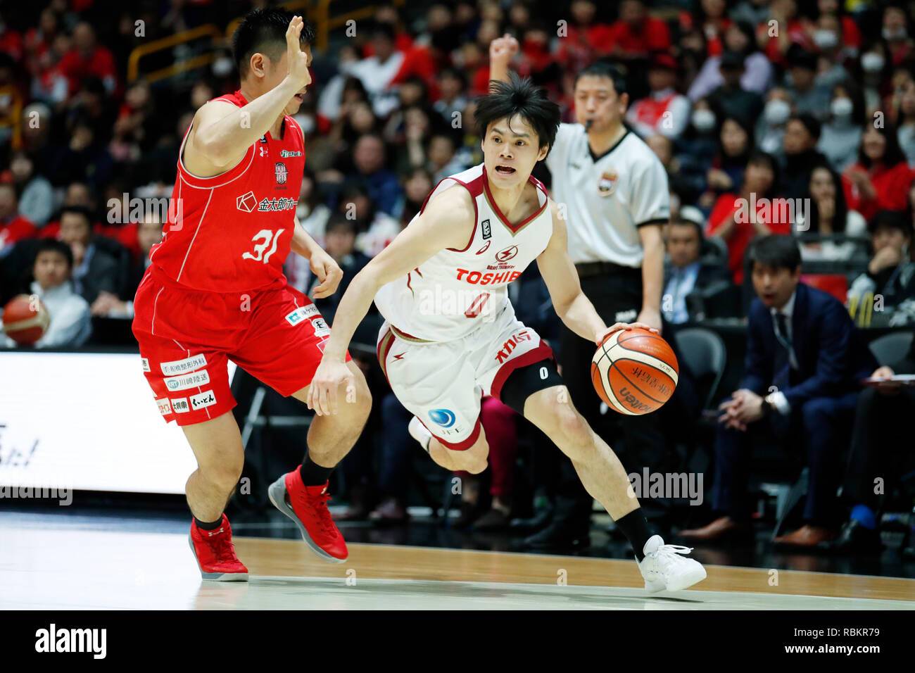 (L to R) Shuta Hara (Jets), Yuma Fujii (Brave Thunders), JANUARY 10 ...