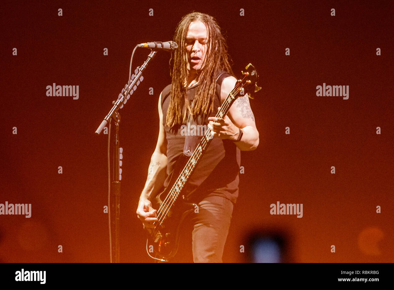 San Diego, California, USA. 9th Jan, 2019. Bassist JOHN MOYER of ...