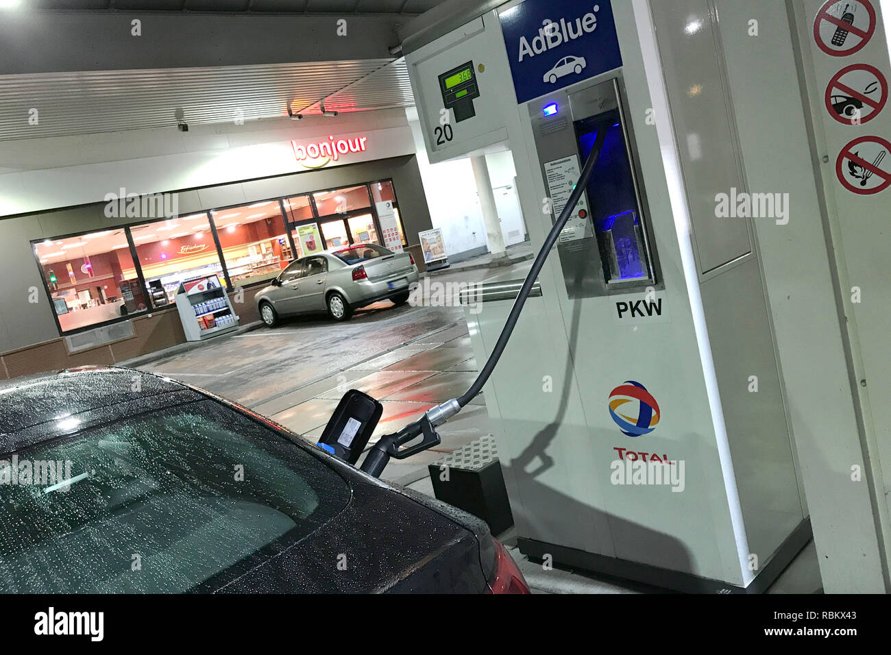 Munich, Deutschland. 08th Jan, 2019. Adblue refueling. Adblue gas ...