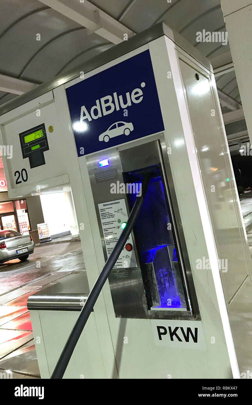 Munich, Deutschland. 08th Jan, 2019. Adblue refueling. AdBlue petrol ...