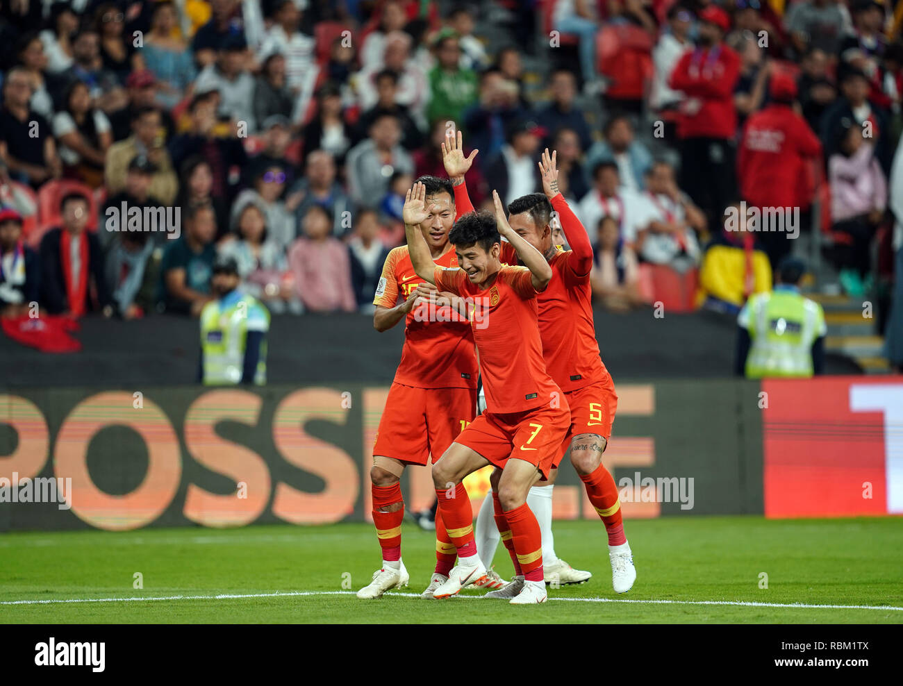 January 11, 2019 : Chinese team celebrating scoring to 1-0 during ...