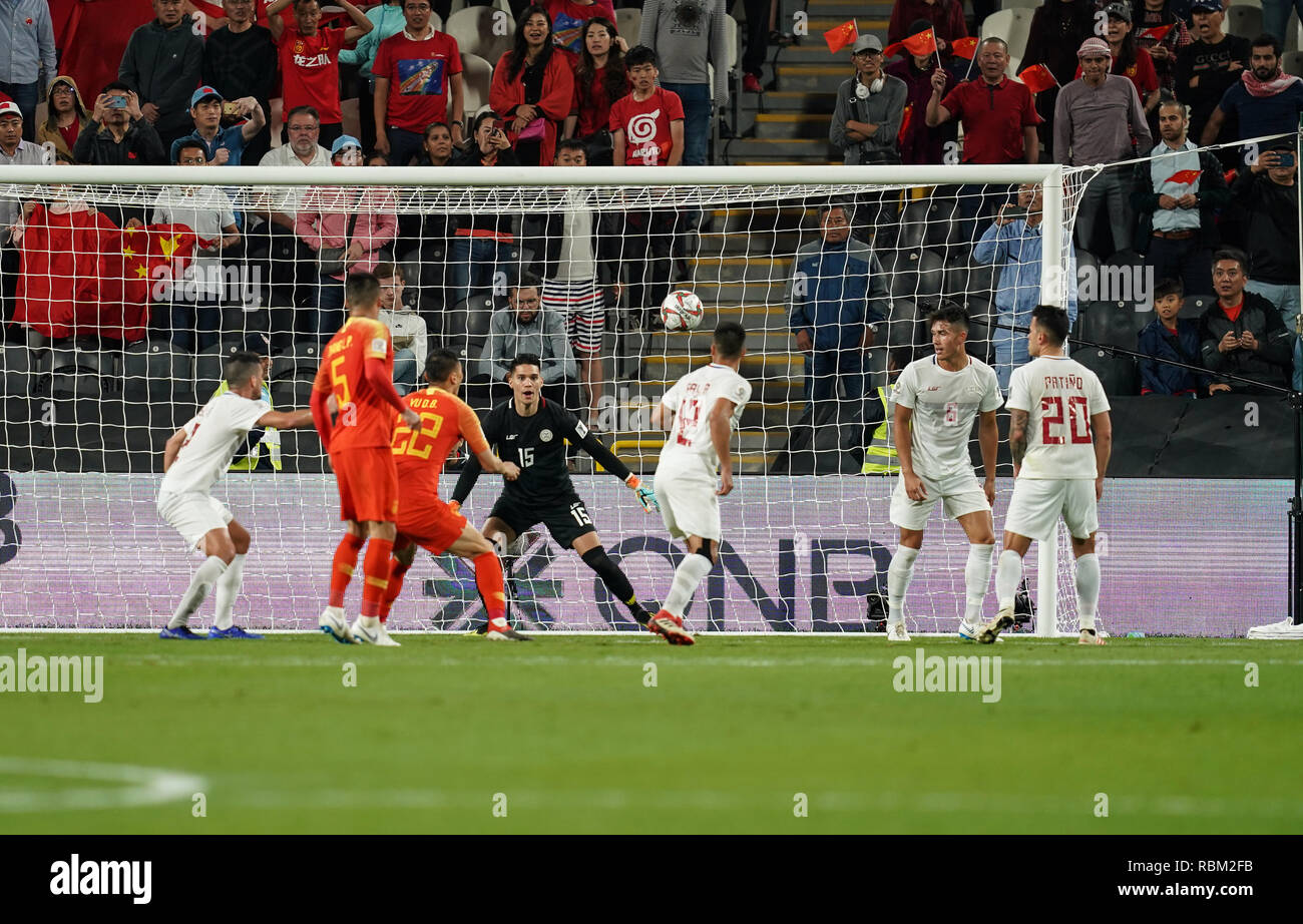 January 11, 2019 : Yu Dabao of China scoring to 3-0 in the 80rd minute ...