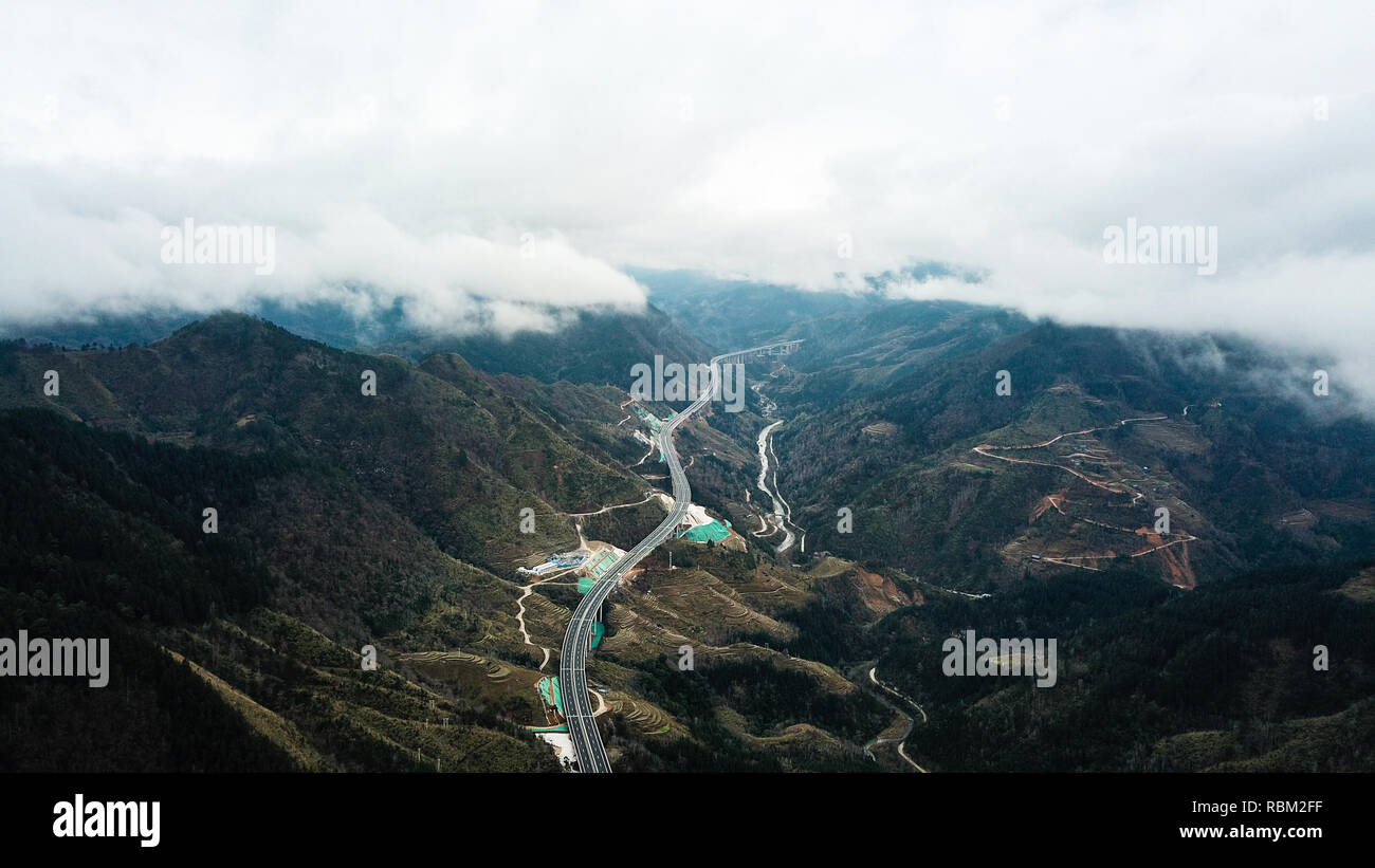 Libo. 11th Jan, 2019. Aerial photo taken on Jan. 11, 2019 shows a ...